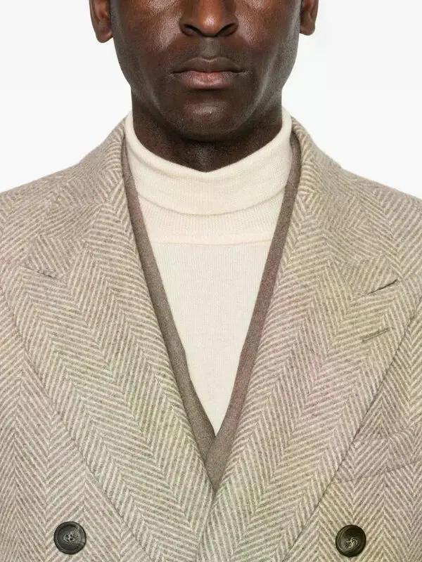 Tagliatore Double-breasted Herringbone Coat - Neutrals