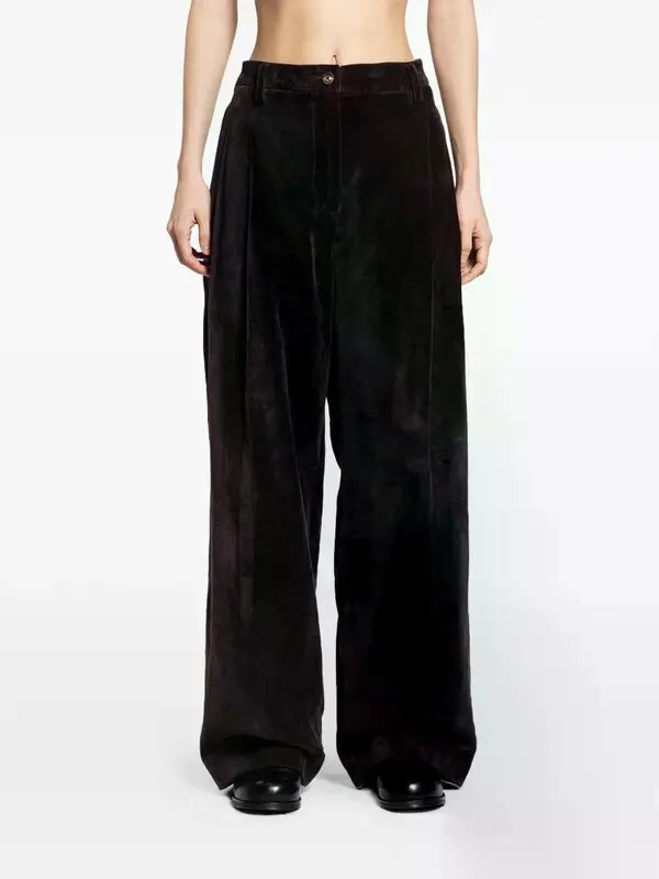 ZIGGY CHEN Pleated Wide-leg Trousers - Black