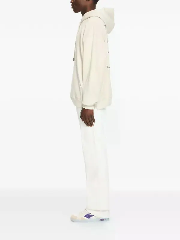 Off-White Script Arrow Drawstring Hoodie - Neutrals