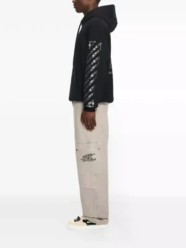 Off-White Chain Arrow Diagonal Drawstring Hoodie - Black