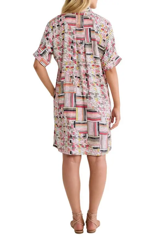 NIC+ZOE Colorweave Cotton Blend Shift Shirt Dress - Pink Multi