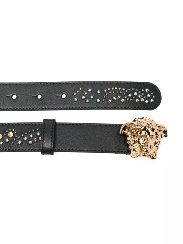 Versace Studded Medusa Leather Belt