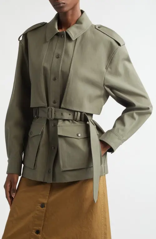 Saint Laurent Belted Cotton Military Jacket