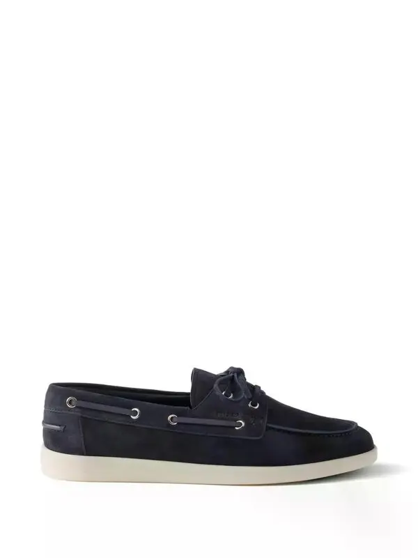 Prada Suede Boat Shoes With Laces