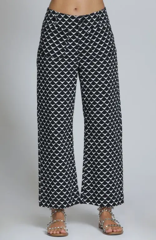 APNY Print Wide-leg Ankle Jeans - Blackwhite