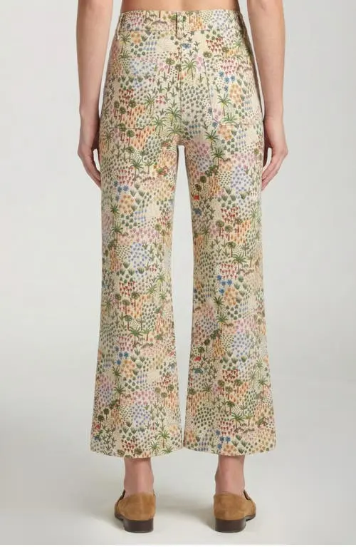 APNY Print Wide-leg Ankle Jeans - Sage Green Multi