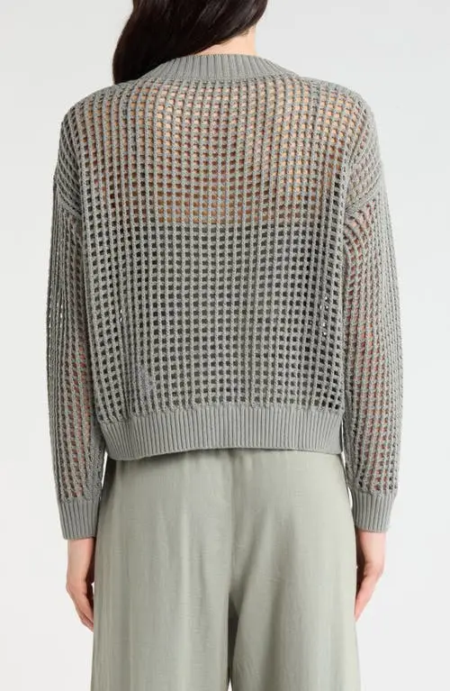 Splendid Camellia Openwork V-neck Cotton-blend Cardigan