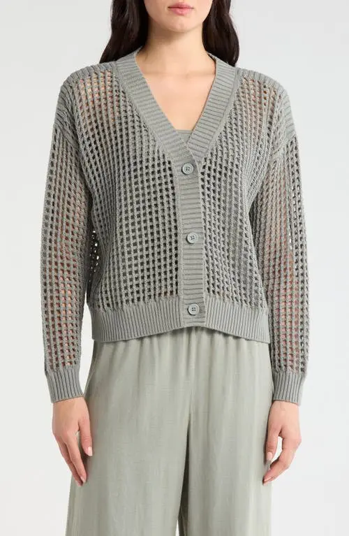 Splendid Camellia Openwork V-neck Cotton-blend Cardigan