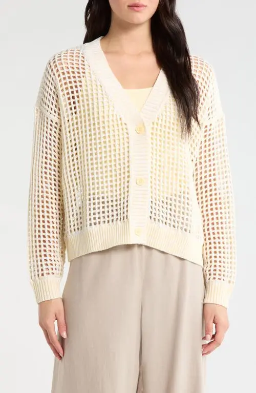 Splendid Camellia Openwork V-neck Cotton Blend Cardigan - Honeysuckle