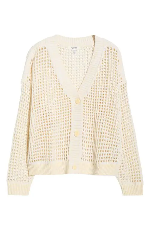 Splendid Camellia Openwork V-neck Cotton-blend Cardigan - Honeysuckle