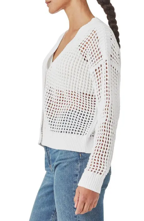 Splendid Camellia Openwork V-neck Cotton-blend Cardigan - White