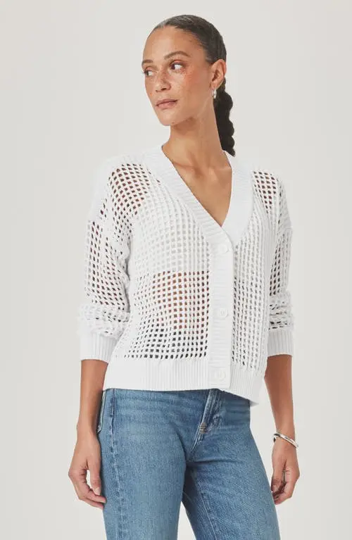 Splendid Camellia Openwork V-neck Cotton-blend Cardigan - White
