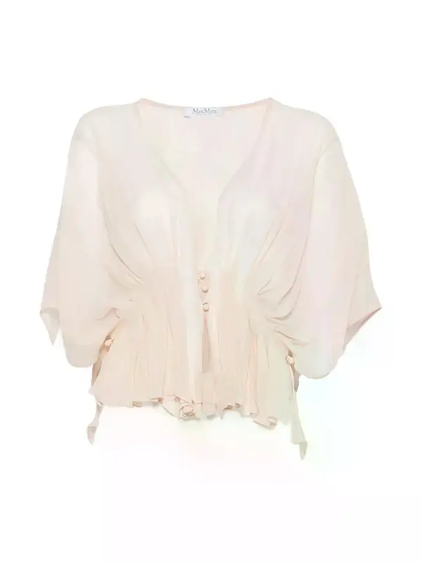 Max Mara Buttoned Ruffled Top - Pink