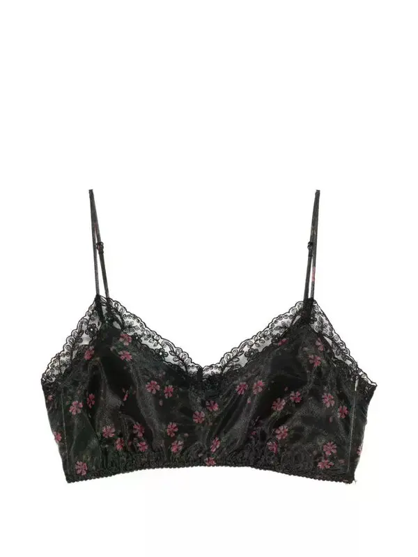 Simone Rocha Floral-lace Crop Top - Black