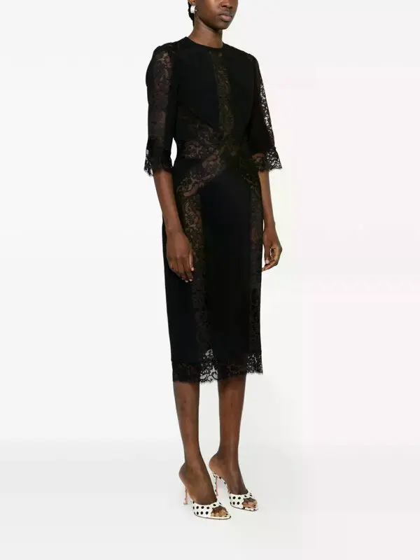 Elie Saab Lace-panel Midi Dress