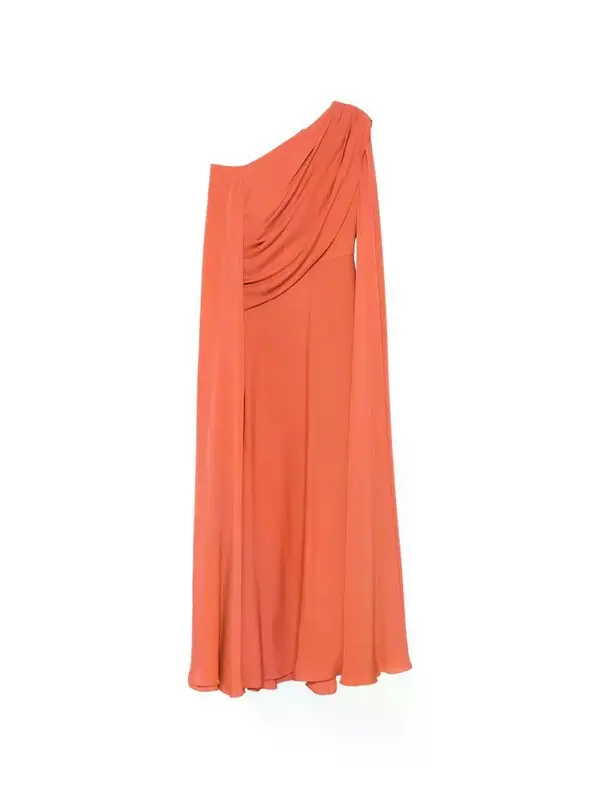 Elie Saab Double Georgette Draped One-shoulder Maxi Dress - Orange