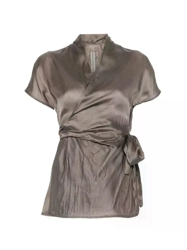 Rick Owens Tie-detail Short-sleeve Blouse - Brown