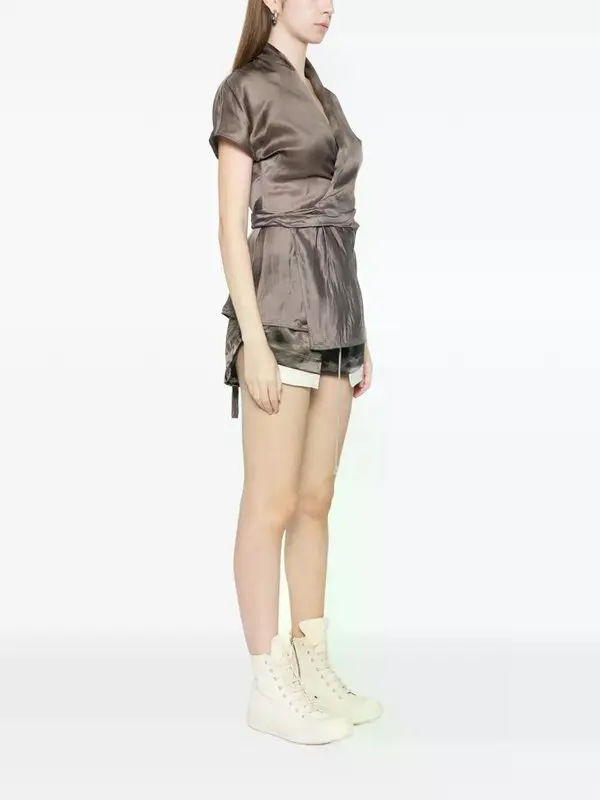 Rick Owens Tie-detailed Short-sleeve Blouse - Brown