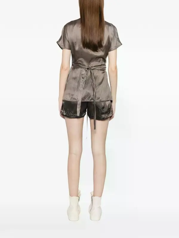 Rick Owens Tie-detailed Short-sleeve Blouse - Brown