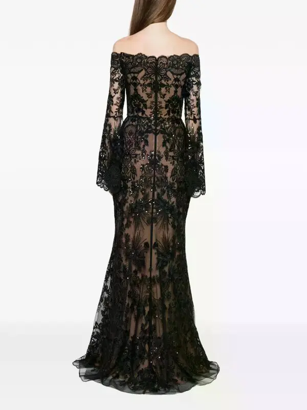 Elie Saab Lace-detail Flared Maxi Dress