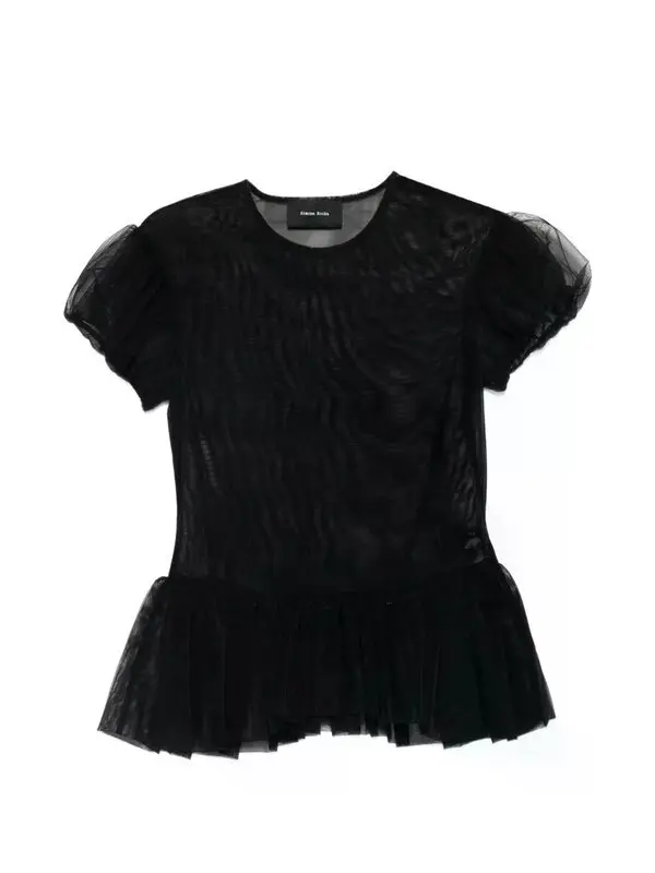 Simone Rocha Ruffled Puff-sleeve Top - Black