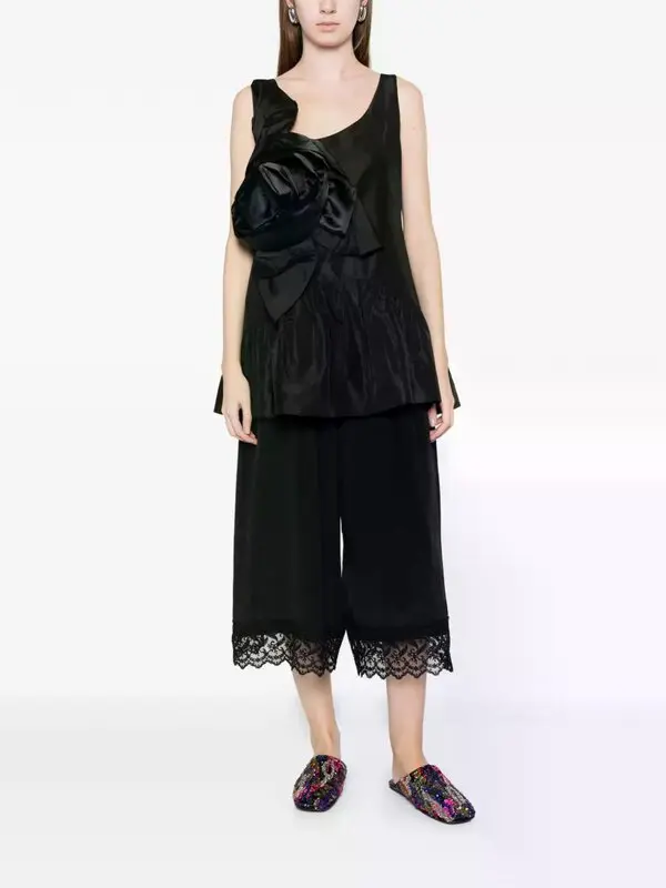Simone Rocha Floral-appliqué Taffeta Top