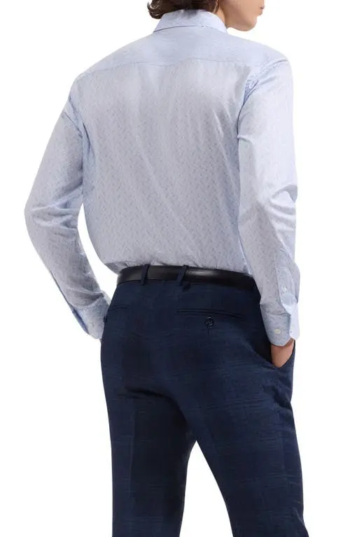 Bugatchi Alvin Shaped Fit Geo Print Button-up Shirt - Ice