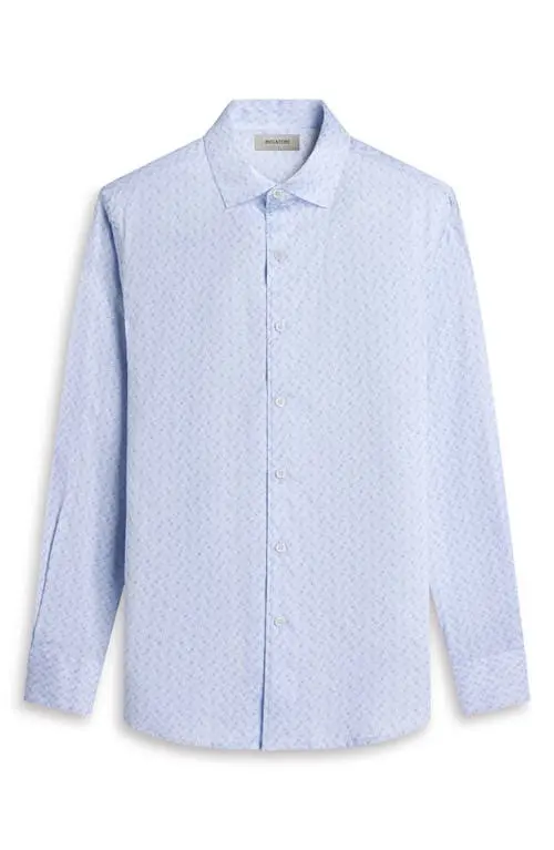 Bugatchi Alvin Shaped Fit Geo Print Button-up Shirt - Ice