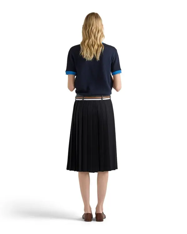 Prada Pleated Midi Skirt - Blue