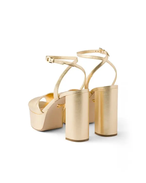 Prada Mordoré Nappa Leather Platform Sandals - Gold/silver