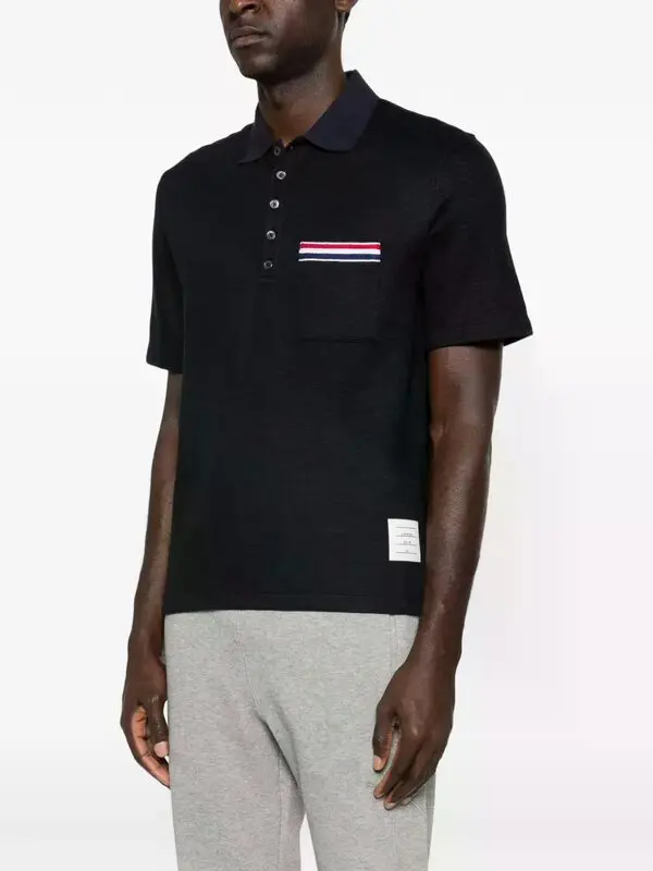 Thom Browne Logo-embroidery Polo Shirt - Blue