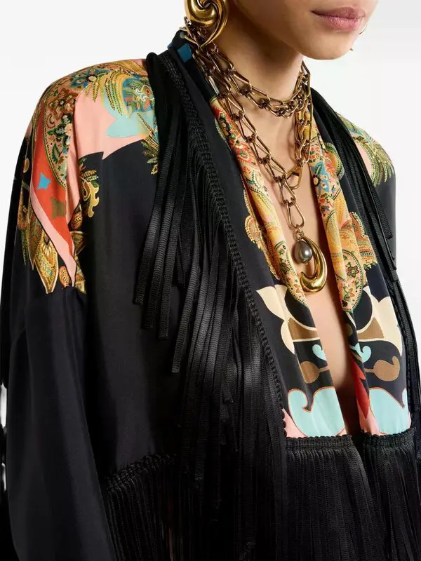 Etro Fringed Printed Silk Jacket