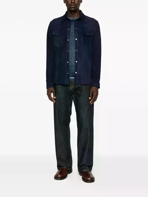 SALVATORE SANTORO Suede Shirt Jacket - Blue