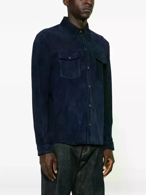 SALVATORE SANTORO Suede Shirt Jacket - Blue