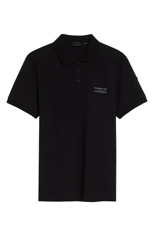 Moncler Logo Cotton Polo - Black