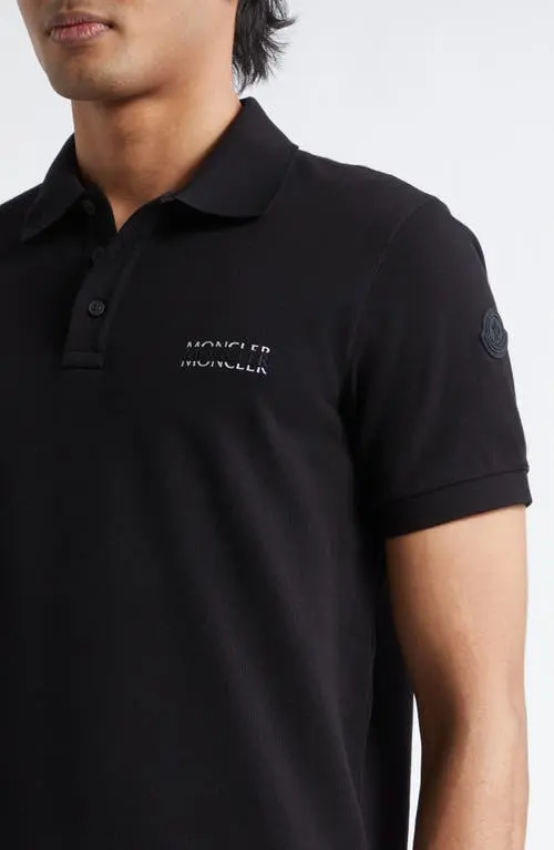Moncler Logo Cotton Polo - Black