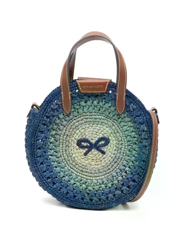 ANYA HINDMARCH Small Round Raffia Tote Bag - Blue