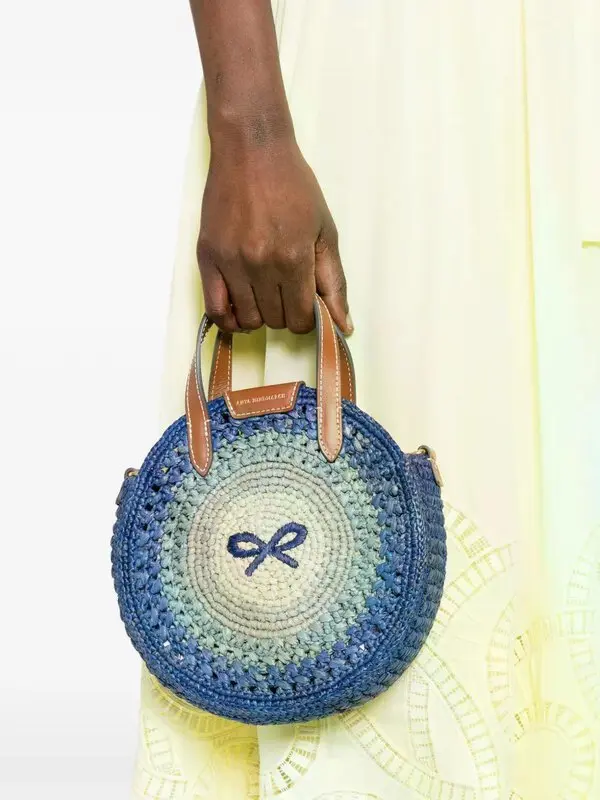 ANYA HINDMARCH Small Round Raffia Tote Bag - Blue