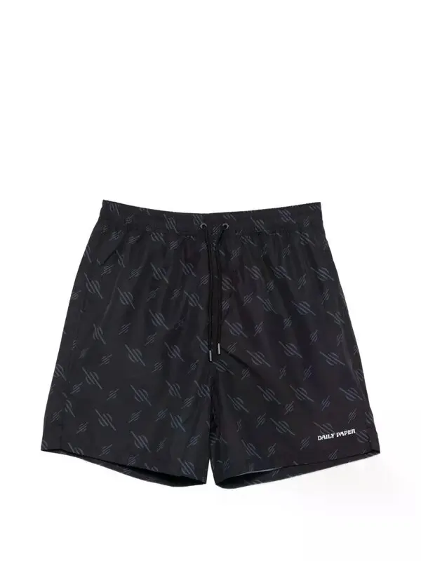 DAILY PAPER Patterned Swim Shorts - Black