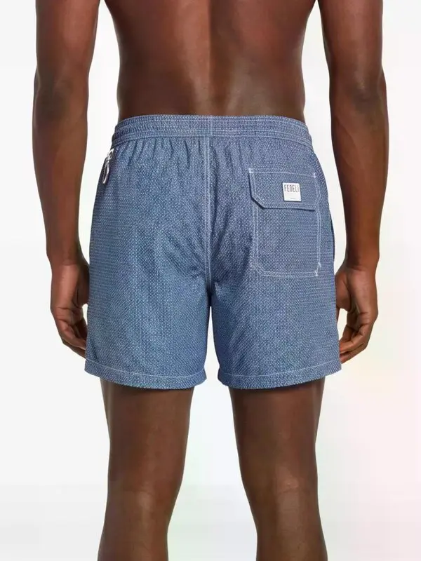 Fedeli Patterned Swim Shorts - Blue