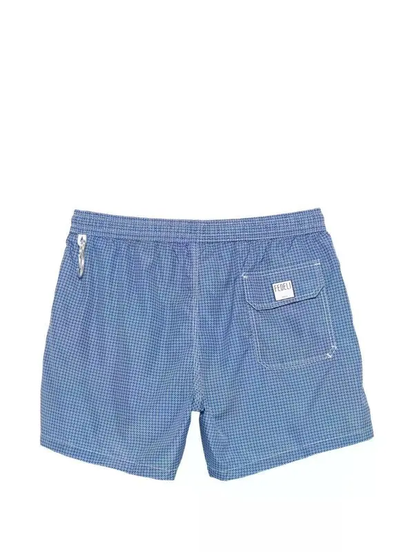 Fedeli Patterned Swim Shorts - Blue