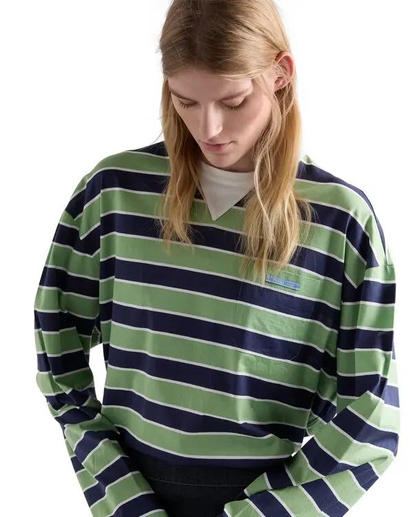 Prada Long-sleeved Striped Lisle Cotton T-shirt - Blue
