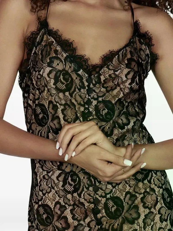 MIA PECULIAR Lace Button Mini Dress
