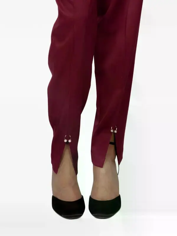 MIA PECULIAR Pleated Trousers With Pearl Detail
