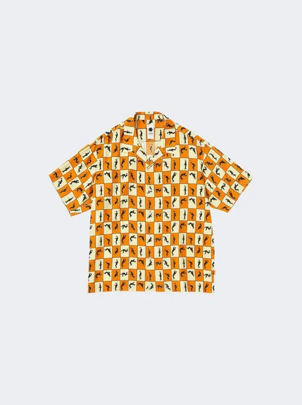 VOWELS Short Sleeve Elvis Shirt - Orange