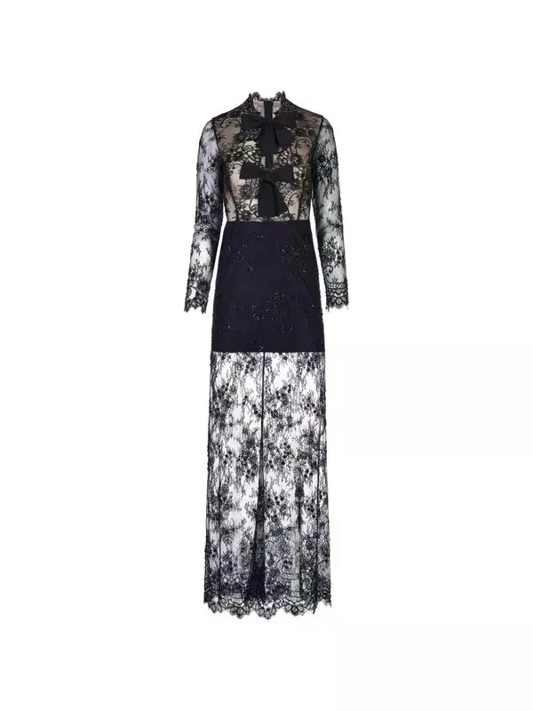 MIA PECULIAR Lace Bow-embellished Maxi Dress - Black
