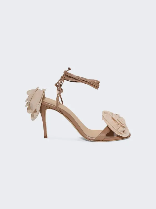 Magda Butrym Leather Flower Heels - Nude