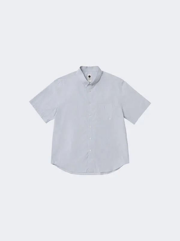 VOWELS Short Sleeve Striped Button Down Shirt Pistachio