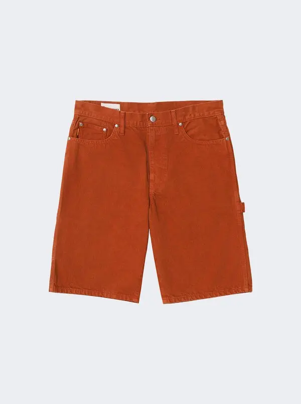 VOWELS Overdyed Painter Denim Shorts - Red