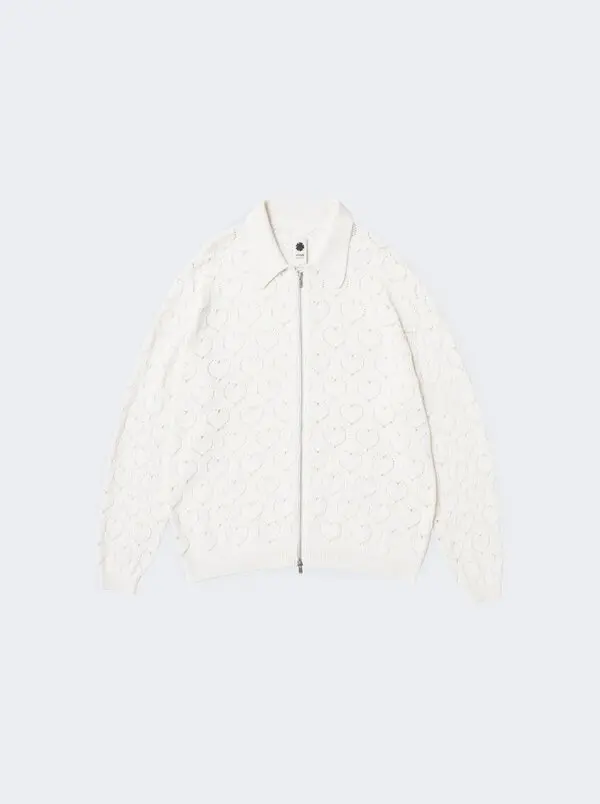 VOWELS Eyelet Knitted Zip-up Sweater